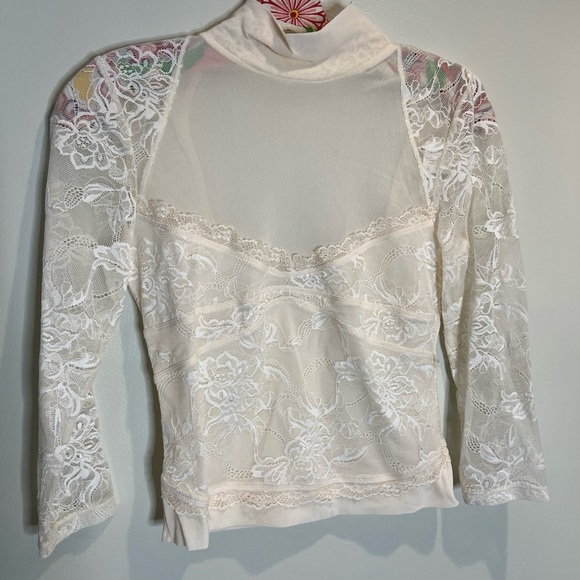 Free People | Tops | Free People Undercover Turtleneck Lace Cutouts Top ...